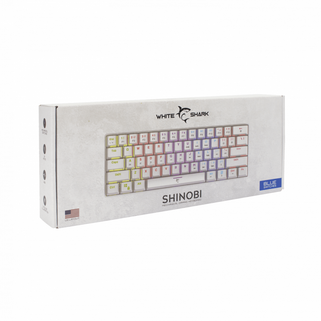 White Shark MECHANICAL KEYBOARD GK-2022 SHINOBI WHITE-Blue - 8bit.al ...